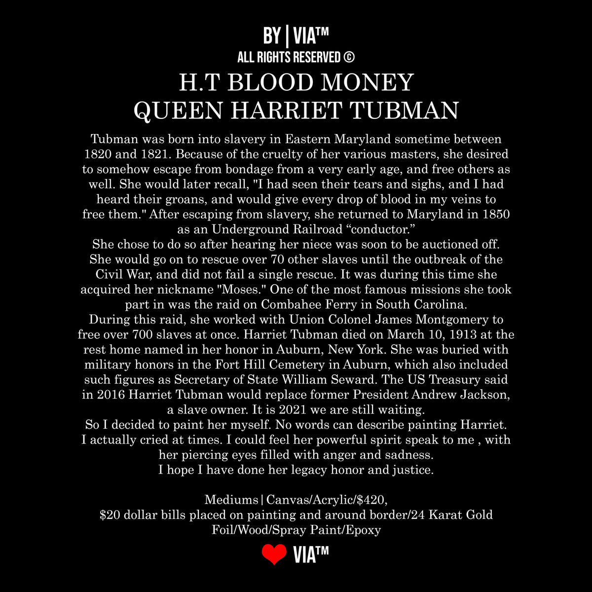 Queen Harriet Tubman "H.T. Blood Money" – VIA's World